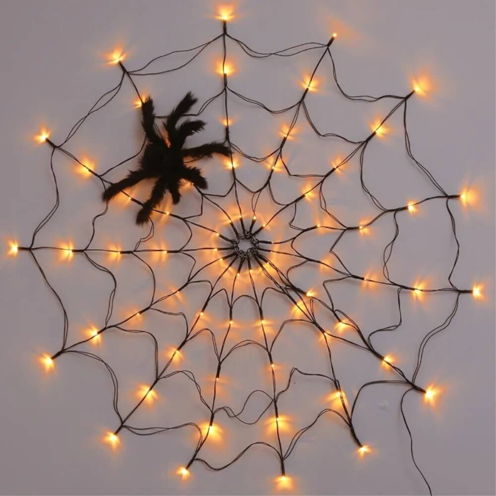 Spinnennetz Lichterkette LED mit Spinne